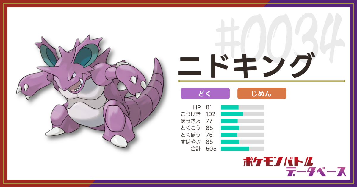 ニドキングの使用率・上位構築・対策（シーズン32・シングル）【ポケモンSV】 | ポケモンバトルデータベース スカーレット・バイオレット