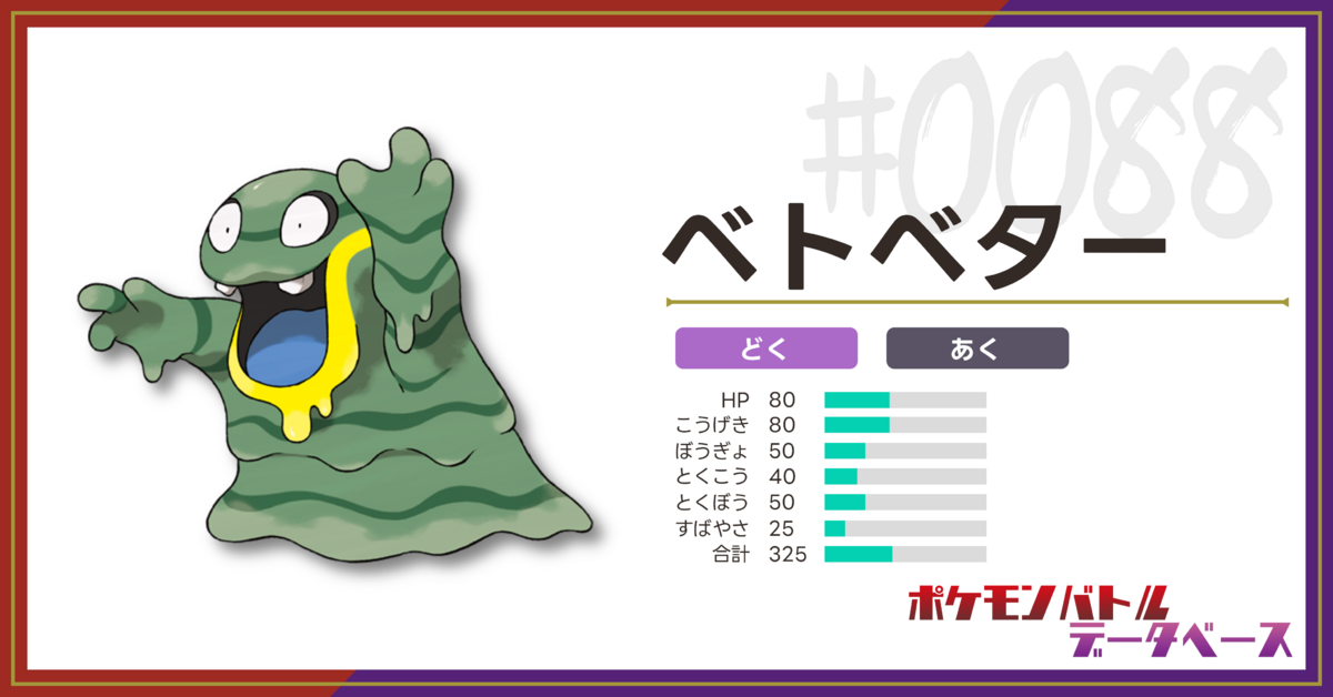 ベトベター (アローラ)の使用率・上位構築・対策（シーズン26・シングル）【ポケモンSV】 | ポケモンバトルデータベース スカーレット・バイオレット