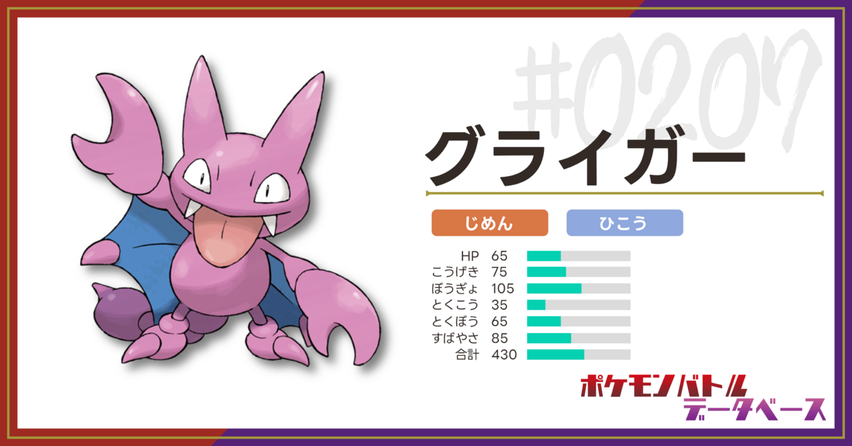 グライガーの使用率・上位構築・対策（シーズン11・シングル）【ポケモンSV】 | ポケモンバトルデータベース スカーレット・バイオレット