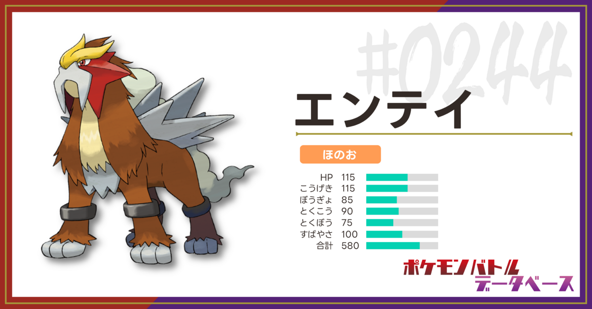 エンテイの使用率・上位構築・対策（シーズン31・シングル）【ポケモンSV】 | ポケモンバトルデータベース スカーレット・バイオレット