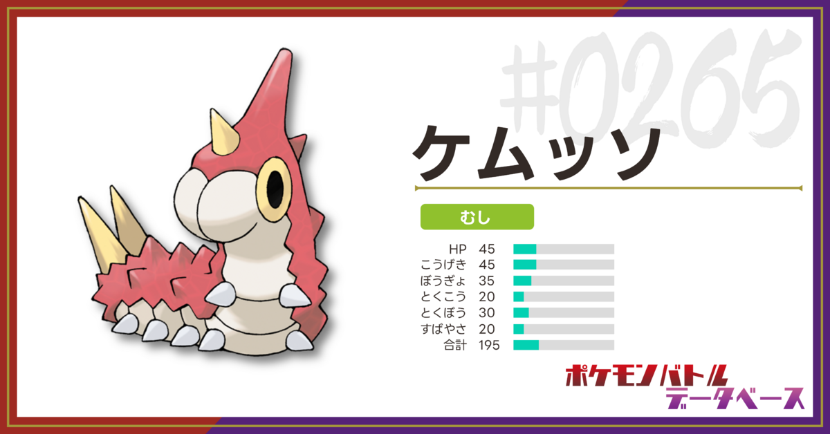 ケムッソの使用率・上位構築・対策（シーズン30・シングル）【ポケモンSV】 | ポケモンバトルデータベース スカーレット・バイオレット