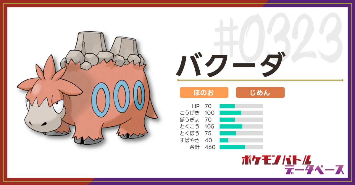 バクーダの使用率・上位構築・対策（シーズン23・シングル）【ポケモンSV】 | ポケモンバトルデータベース スカーレット・バイオレット