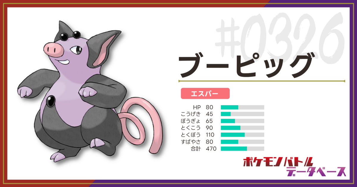 ブーピッグの使用率・上位構築・対策（シーズン35・シングル）【ポケモンSV】 | ポケモンバトルデータベース スカーレット・バイオレット