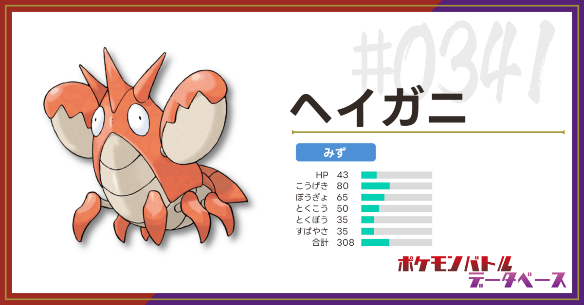 ヘイガニの使用率・上位構築・対策（シーズン22・シングル）【ポケモンSV】 | ポケモンバトルデータベース スカーレット・バイオレット