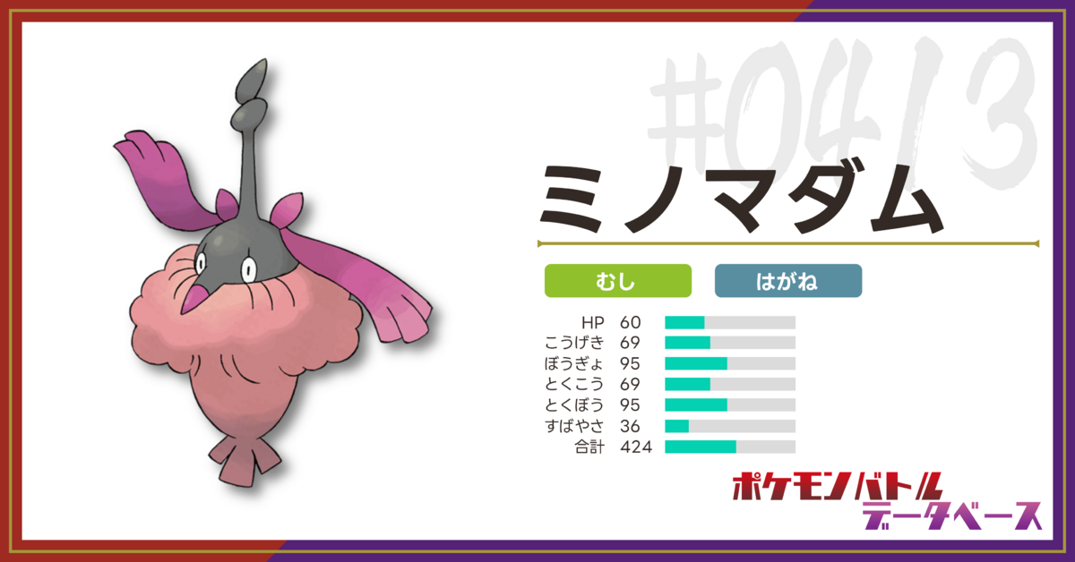 ミノマダム (ゴミ)の使用率・上位構築・対策（シーズン30・シングル）【ポケモンSV】 | ポケモンバトルデータベース スカーレット・バイオレット