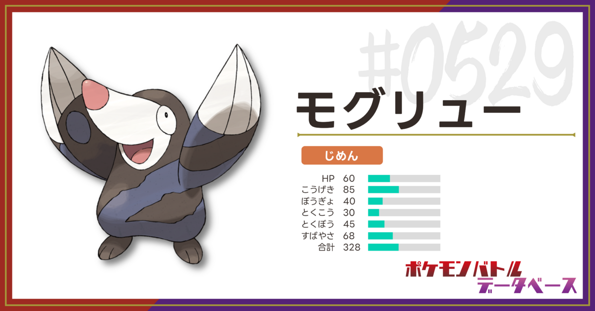 モグリューの使用率・上位構築・対策（シーズン20・シングル）【ポケモンSV】 | ポケモンバトルデータベース スカーレット・バイオレット