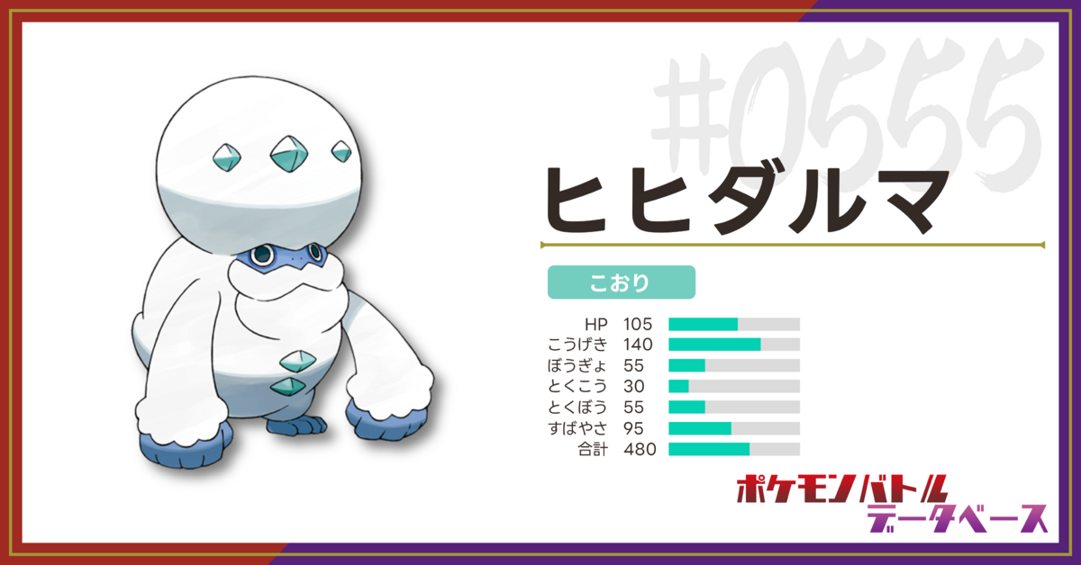 ヒヒダルマ (ガラル)の使用率・上位構築・対策（シーズン31・シングル）【ポケモンSV】 | ポケモンバトルデータベース スカーレット・バイオレット