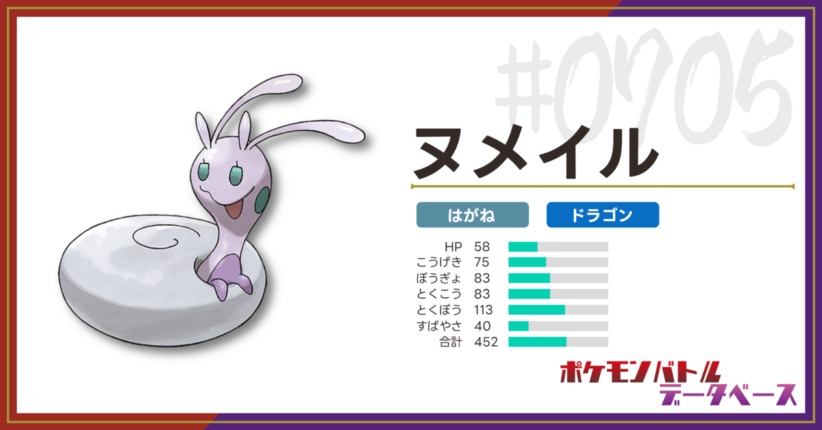 ヌメイル (ヒスイ)の使用率・上位構築・対策（シーズン30・シングル）【ポケモンSV】 | ポケモンバトルデータベース スカーレット・バイオレット