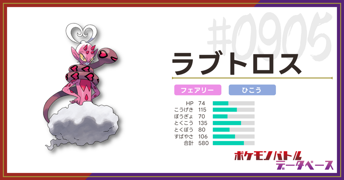 ラブトロス (化身)の使用率・上位構築・対策（シーズン30・シングル）【ポケモンSV】 | ポケモンバトルデータベース スカーレット・バイオレット